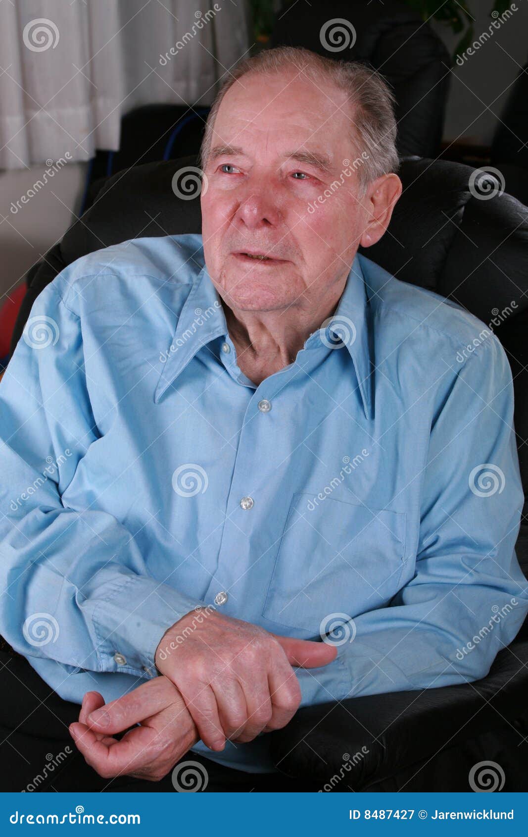 Elderly Man Sitting in Chair , Thinking Stock Image - Image of hair ...