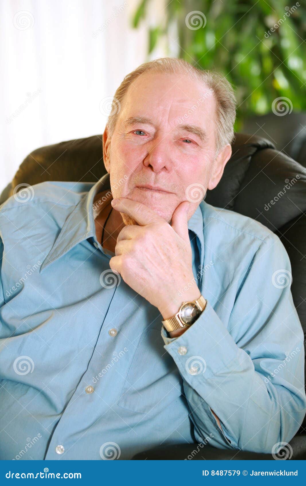 Elderly Man Sitting in Chair , Thinking Stock Image - Image of elderly ...