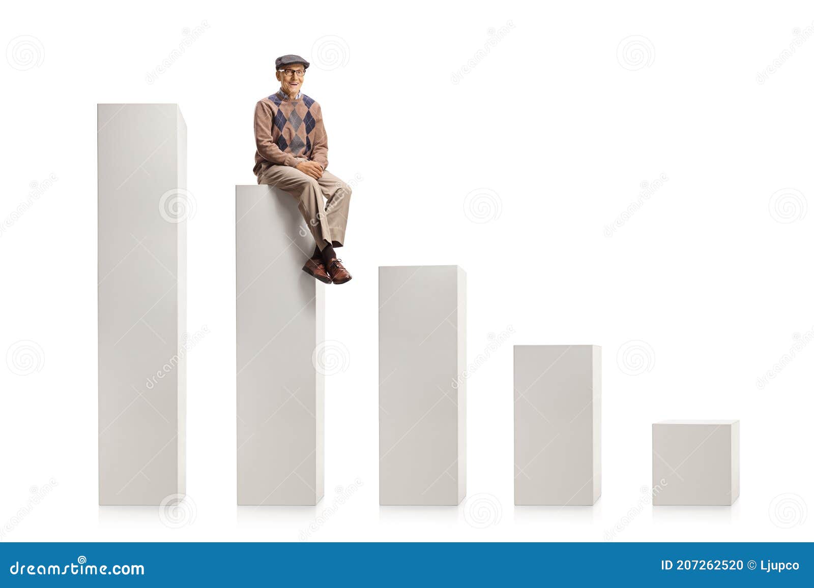 Elderly Man Sitting on a Chart Bar Graph Stock Photo - Image of ...