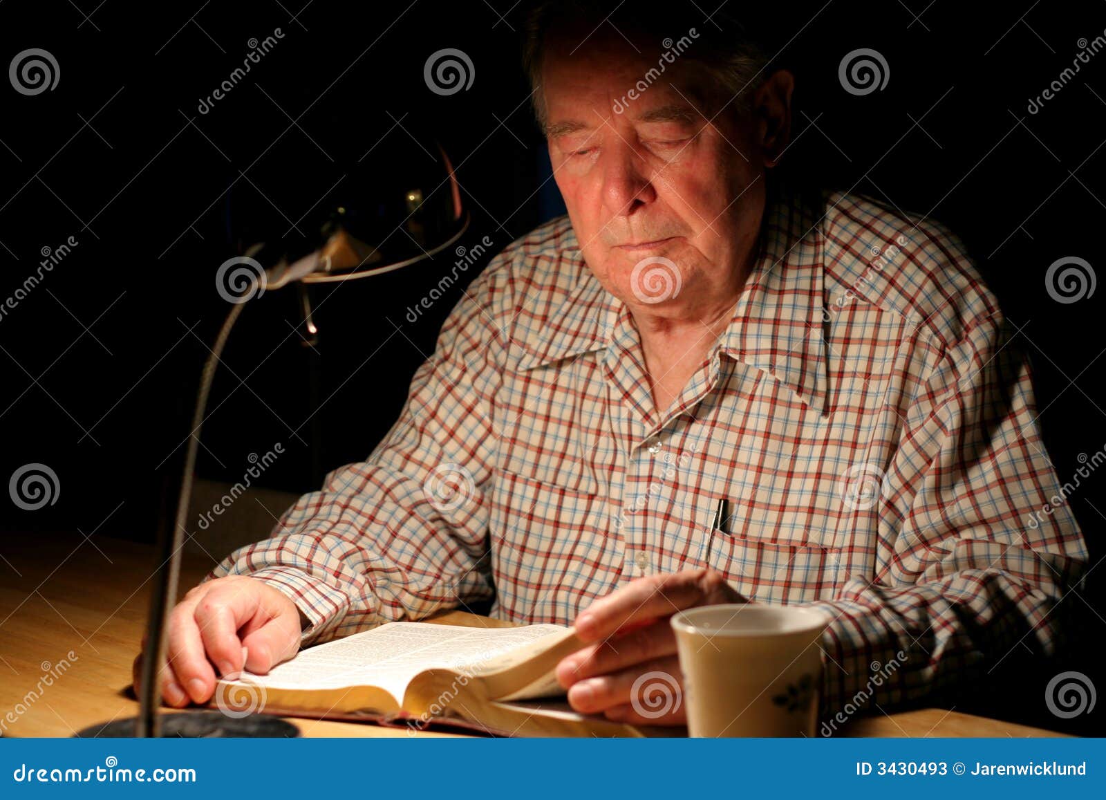 Elderly Man Studying the Bible Stock Image - Image of elderly, drink ...