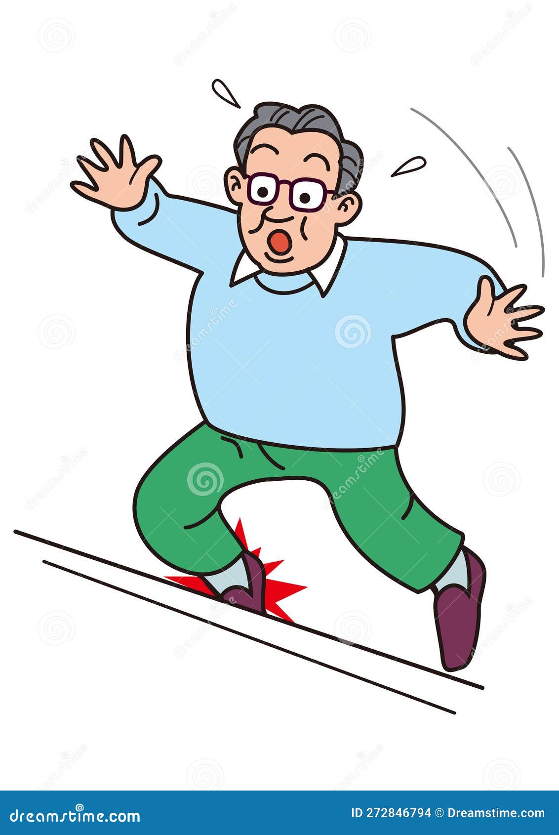 An Elderly Man Stumbles and is about To Fall. Stock Vector ...