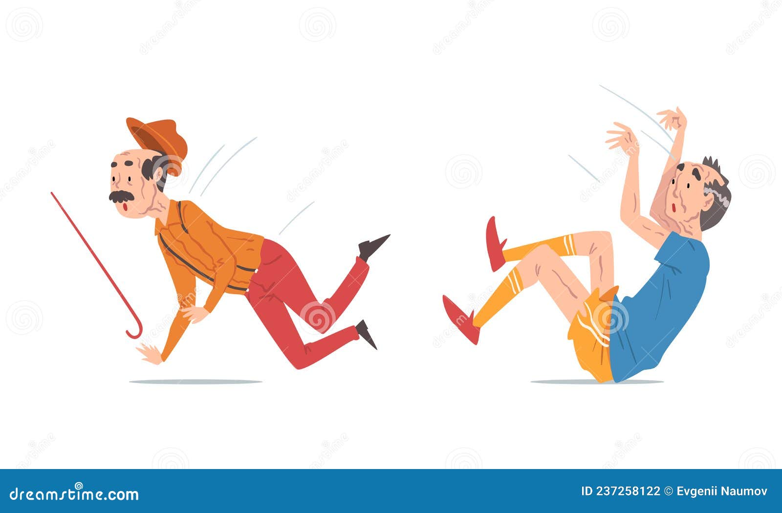 Elderly Man Stumbling and Falling Down by Accident Vector Set Stock ...