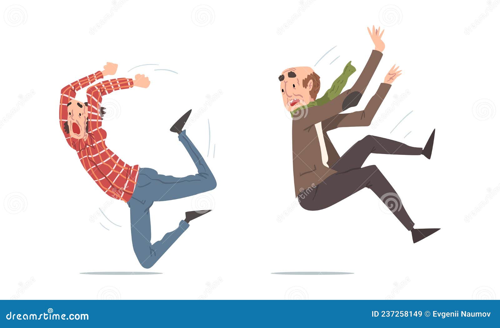 Elderly Man Stumbling and Falling Down by Accident Vector Set Stock ...