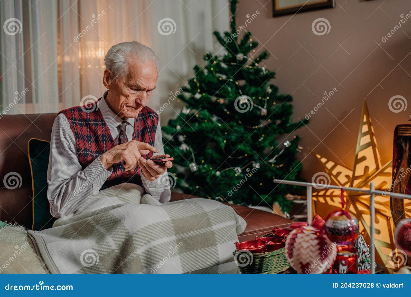 Elderly Senior Man Texting on Mobile Phone Stock Photo - Image of ...