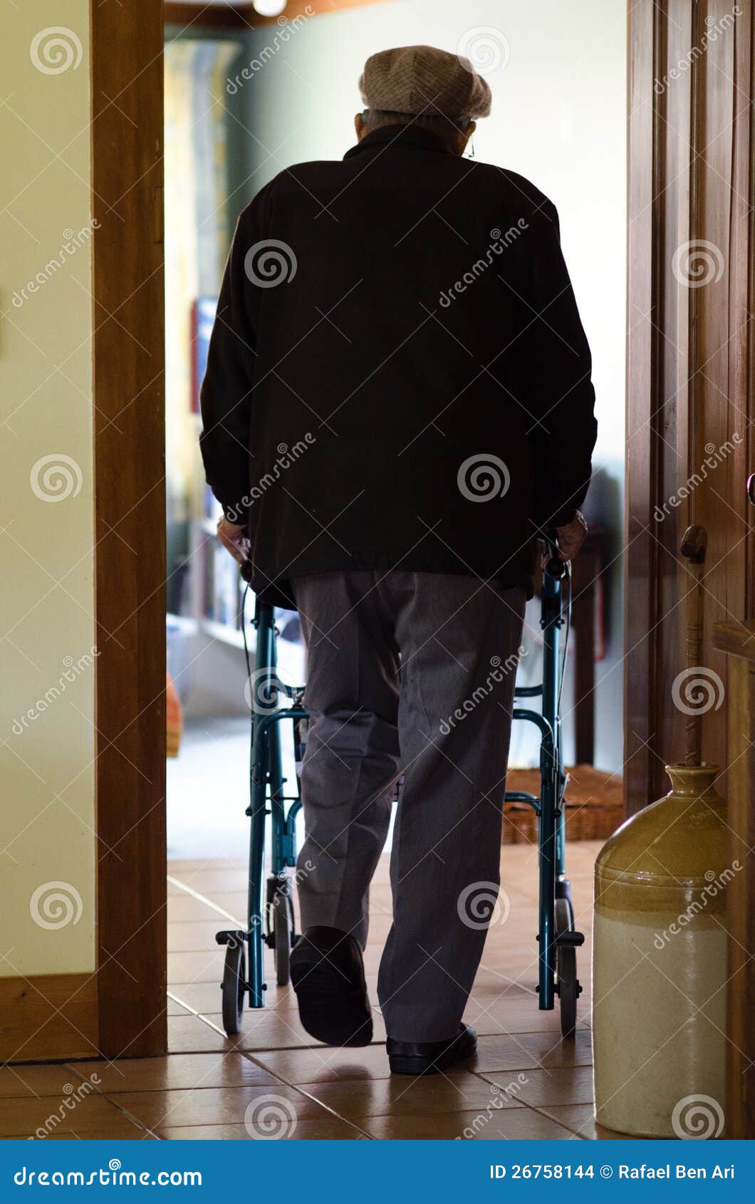 Elderly Man Use a Walker (walking Frame) Stock Photo - Image of ...