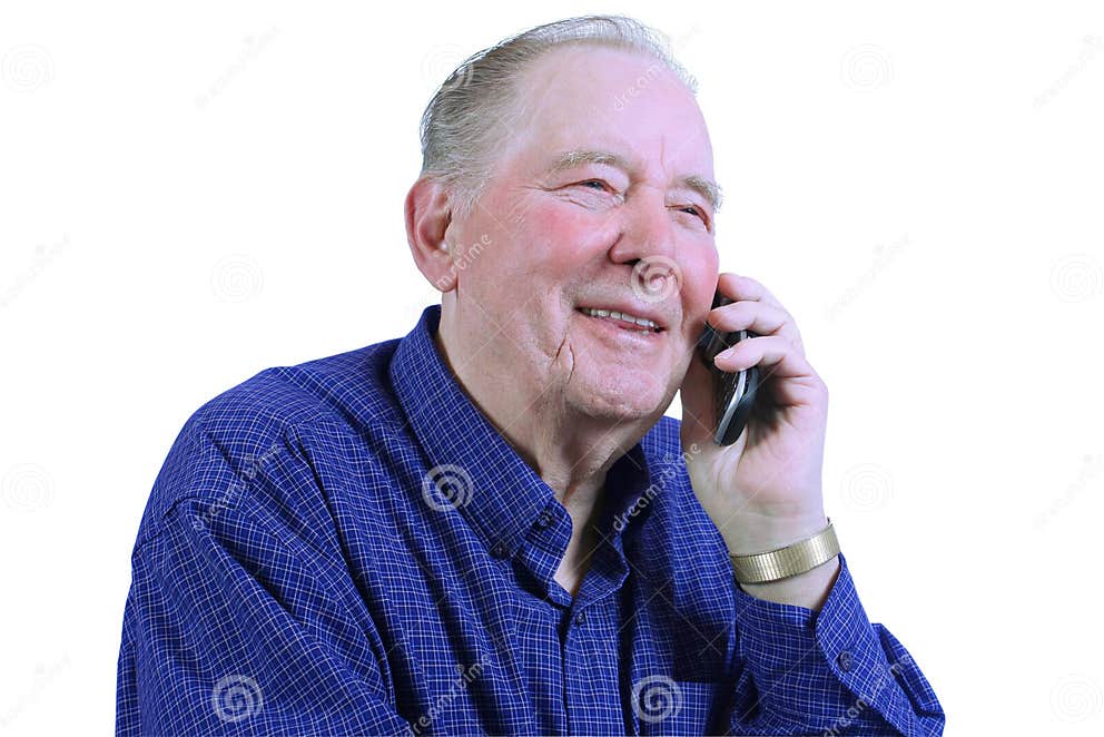 Elderly Man Using Cell Phone Stock Photo - Image of smiling, cell: 4961492