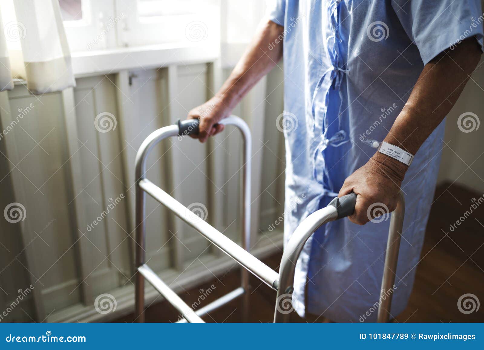 An Elderly Man Using a Walker Stock Image - Image of support, service ...