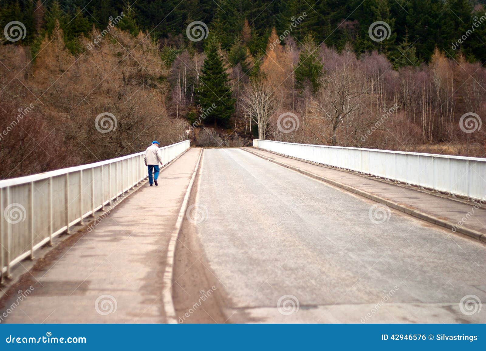 Elderly Man Walking Over Bridge Stock Photo - Image of looking ...