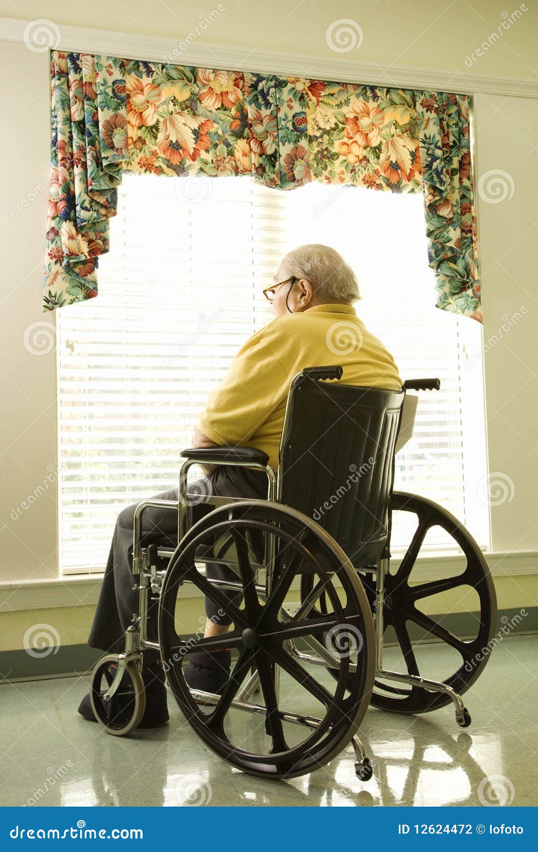 Elderly Man in Wheelchair by Window Stock Photo - Image of mature, male ...