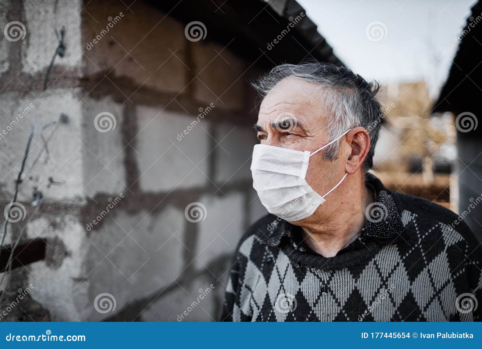 Elderly Man in a White Mask Stock Photo - Image of hospital, health ...