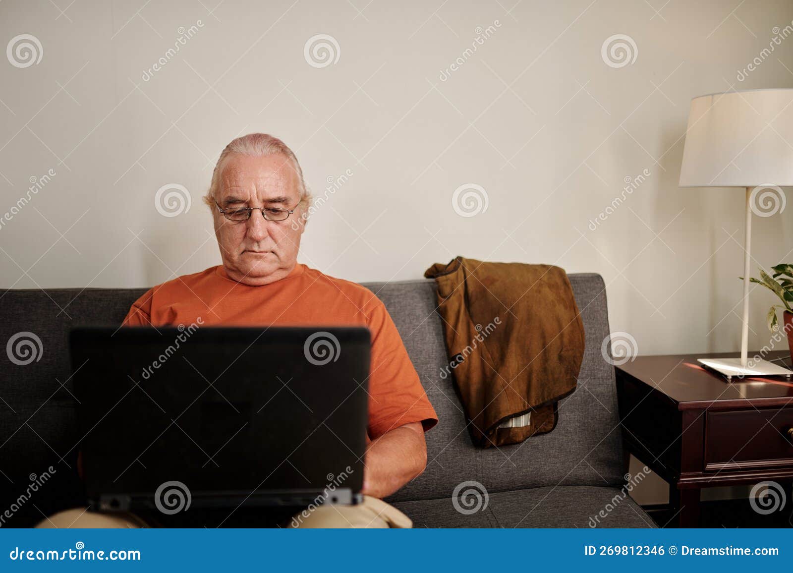 Elderly Man Working on Laptop Stock Photo - Image of technology ...