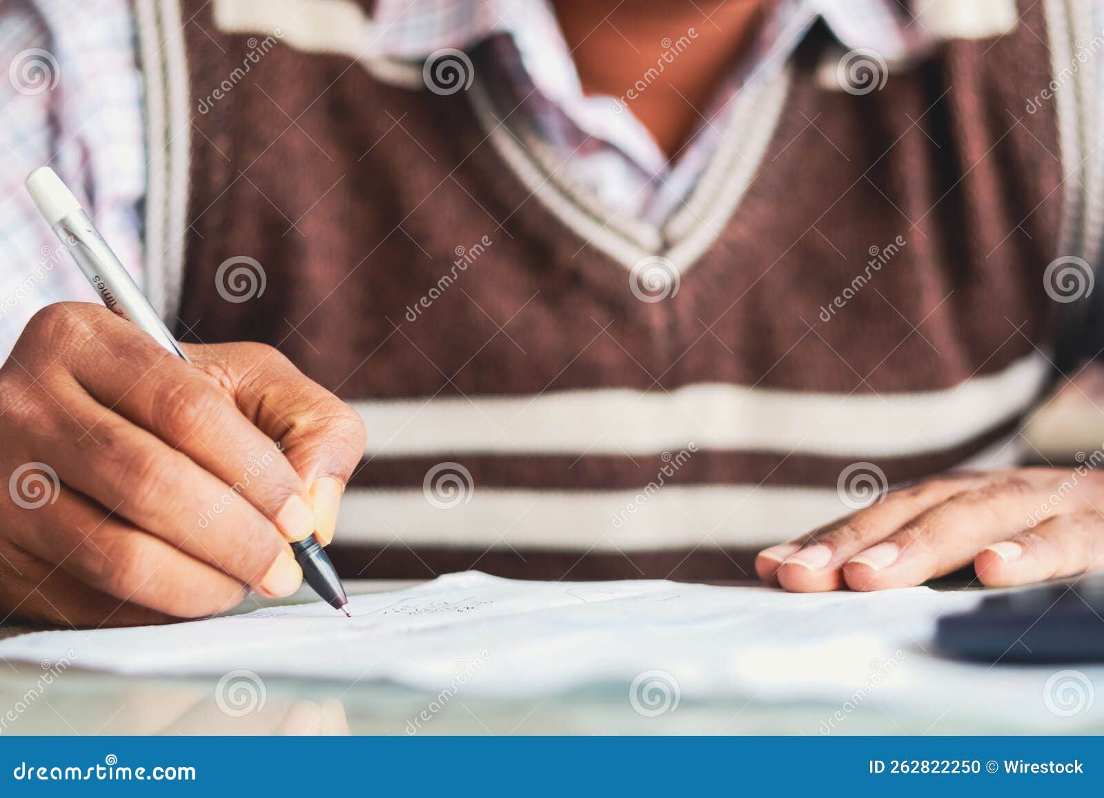 Elderly Man Writing on the Paper Using a Pen Stock Photo - Image of ...