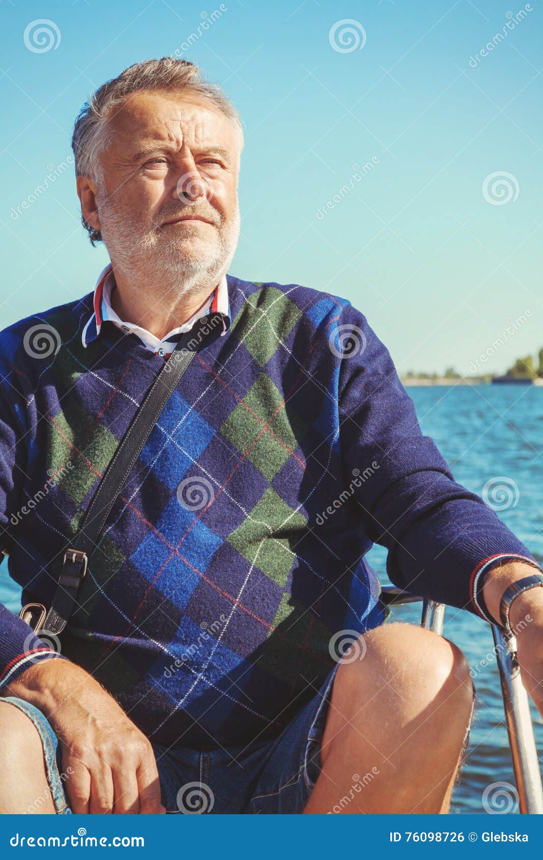 Elderly Man on Yacht at Sea Stock Photo - Image of security, movement ...