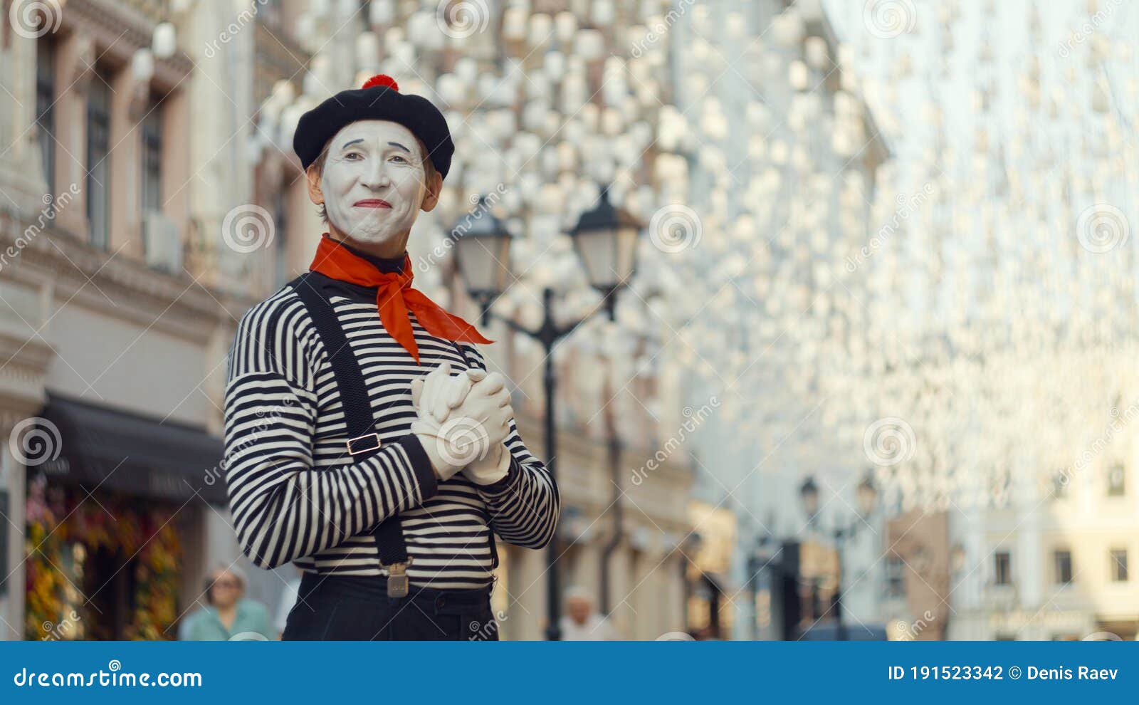 Elderly mime on the street stock photo. Image of comedy - 191523342