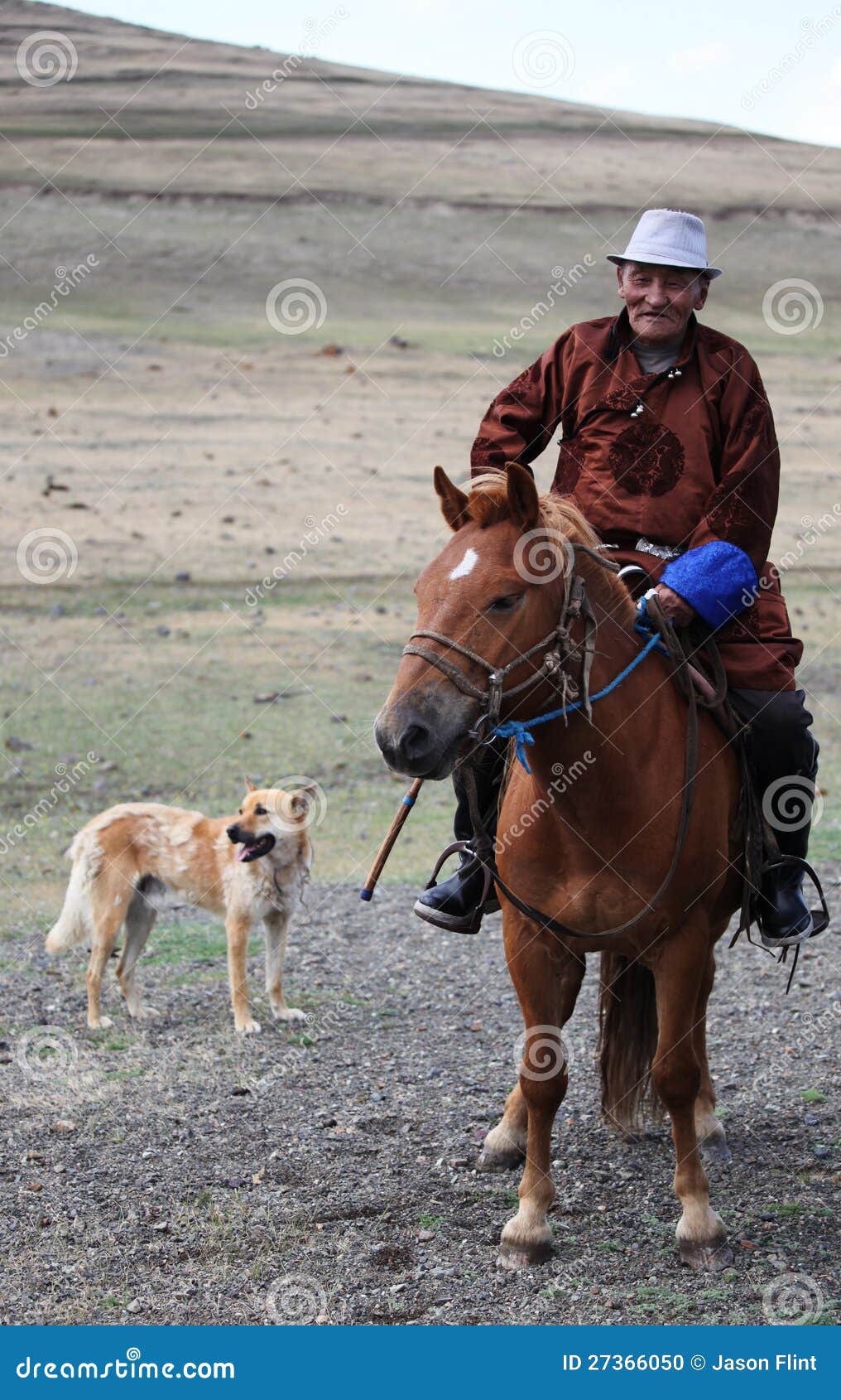 Elderly Mongolian Horseman and Dog Editorial Image - Image of farmer ...