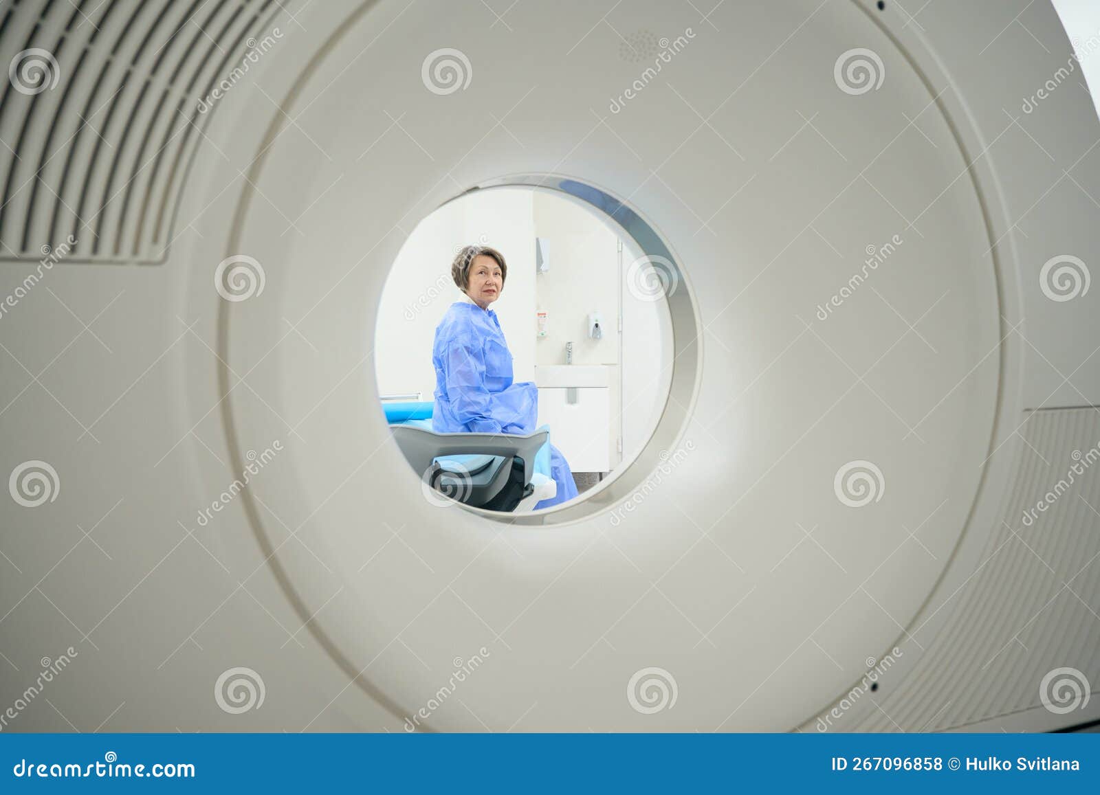 Elderly Patient Looks into the Camera of a CT Machine Stock Photo ...