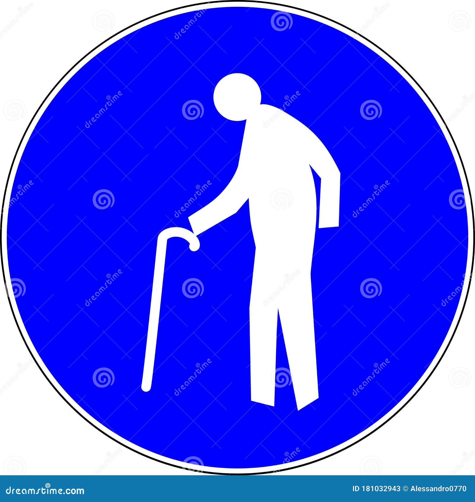Elderly People Allowed Blue Sign Stock Illustration - Illustration of ...