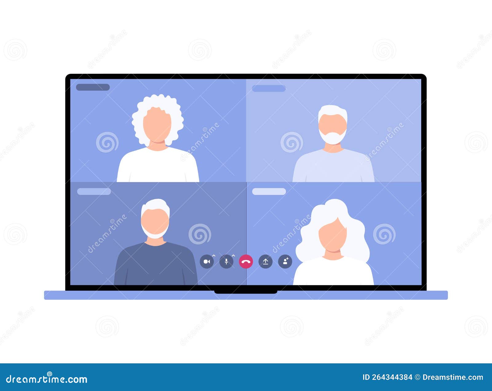 Elderly People Connected Their Screens To the Video Conversation Stock ...