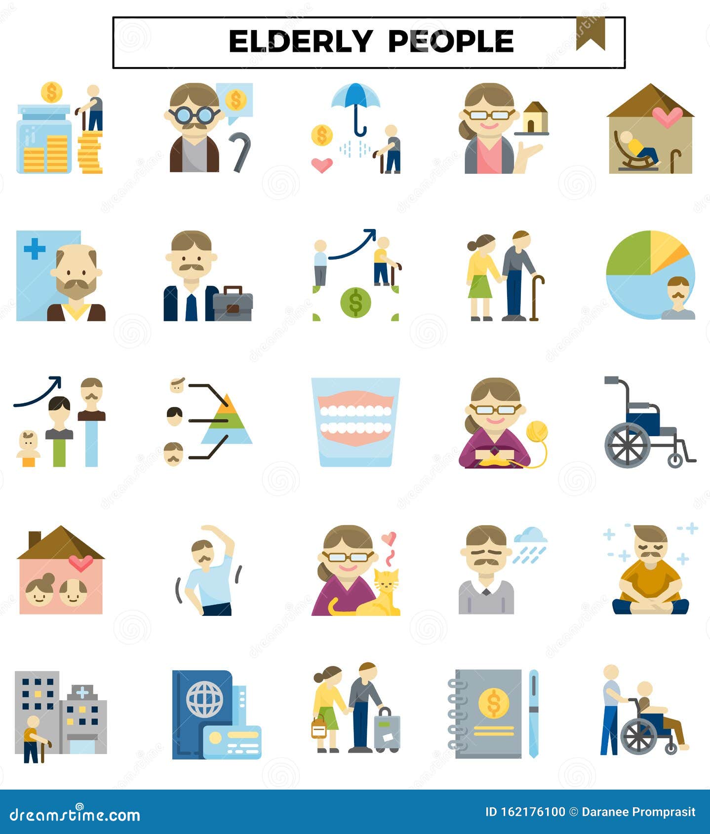 Elderly people icon set stock illustration. Illustration of money ...