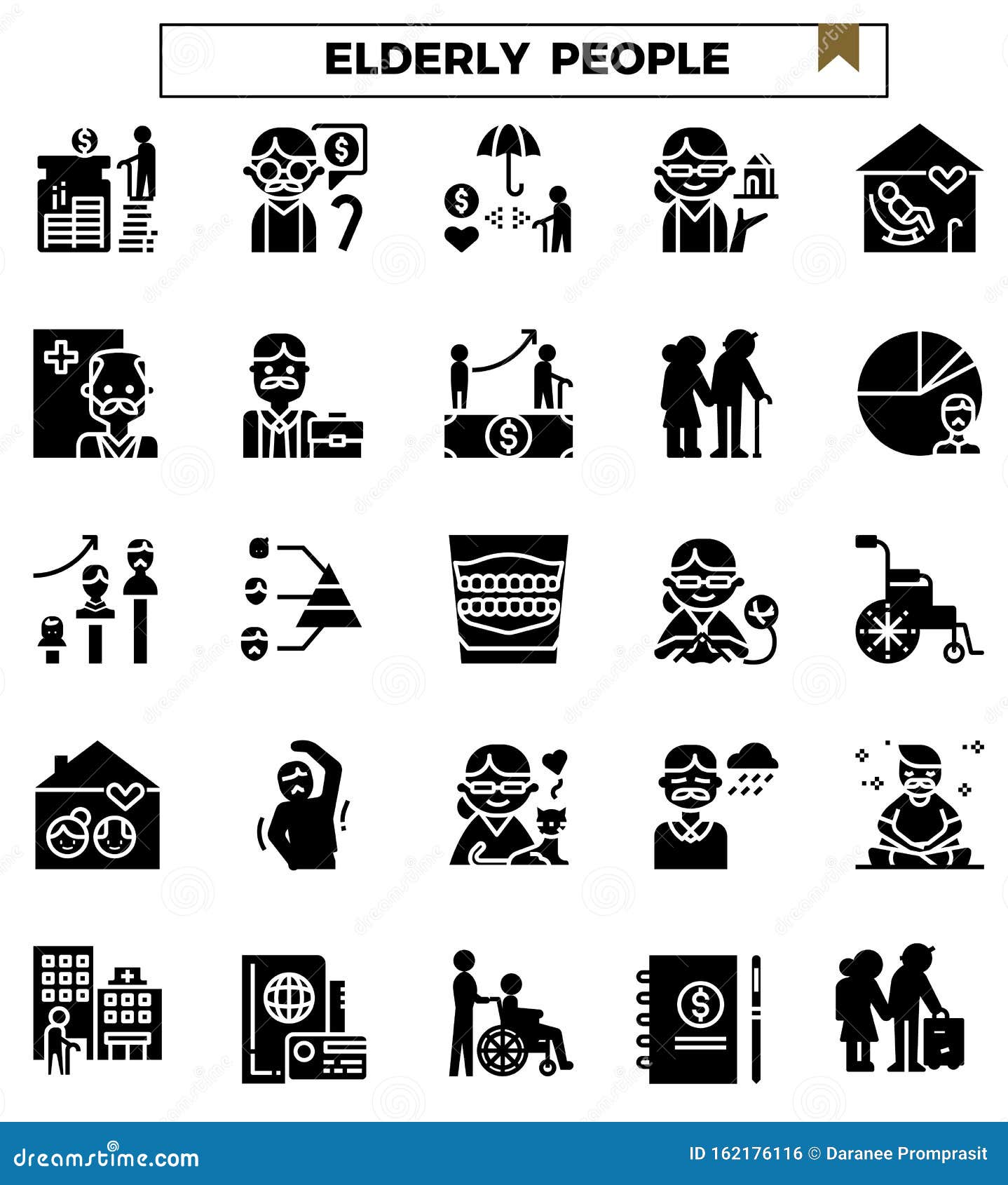 Elderly people icon set stock illustration. Illustration of bank ...