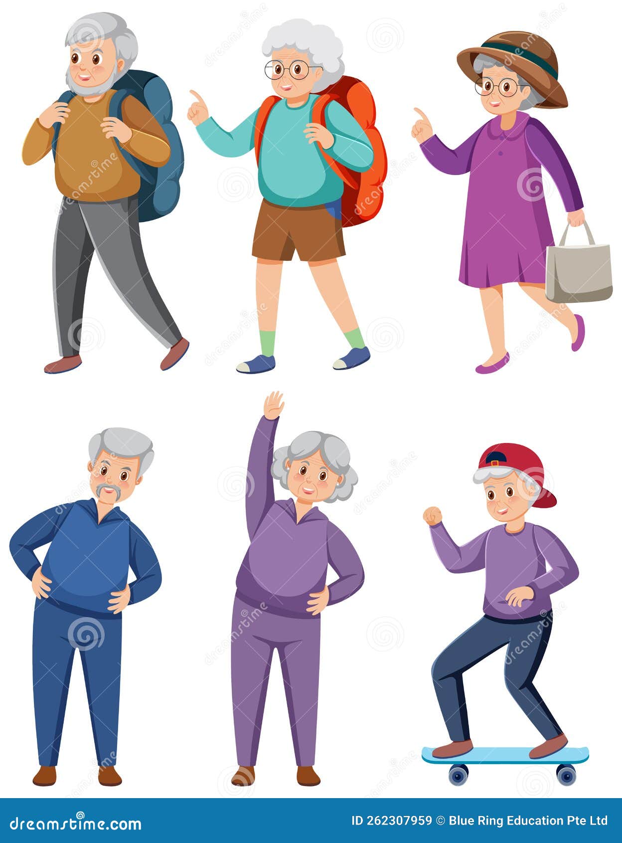 Elderly People Isolated Set Stock Vector - Illustration of artistic ...
