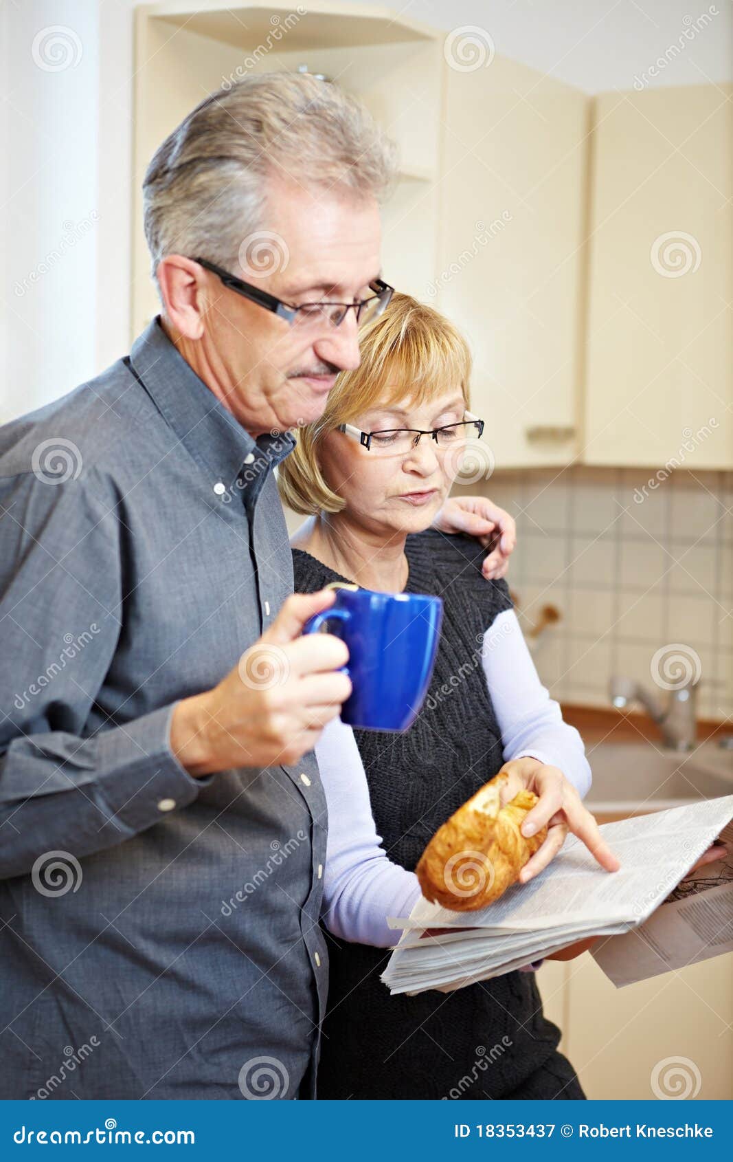 Elderly People Reading Newspaper Stock Image - Image of couple, inside ...
