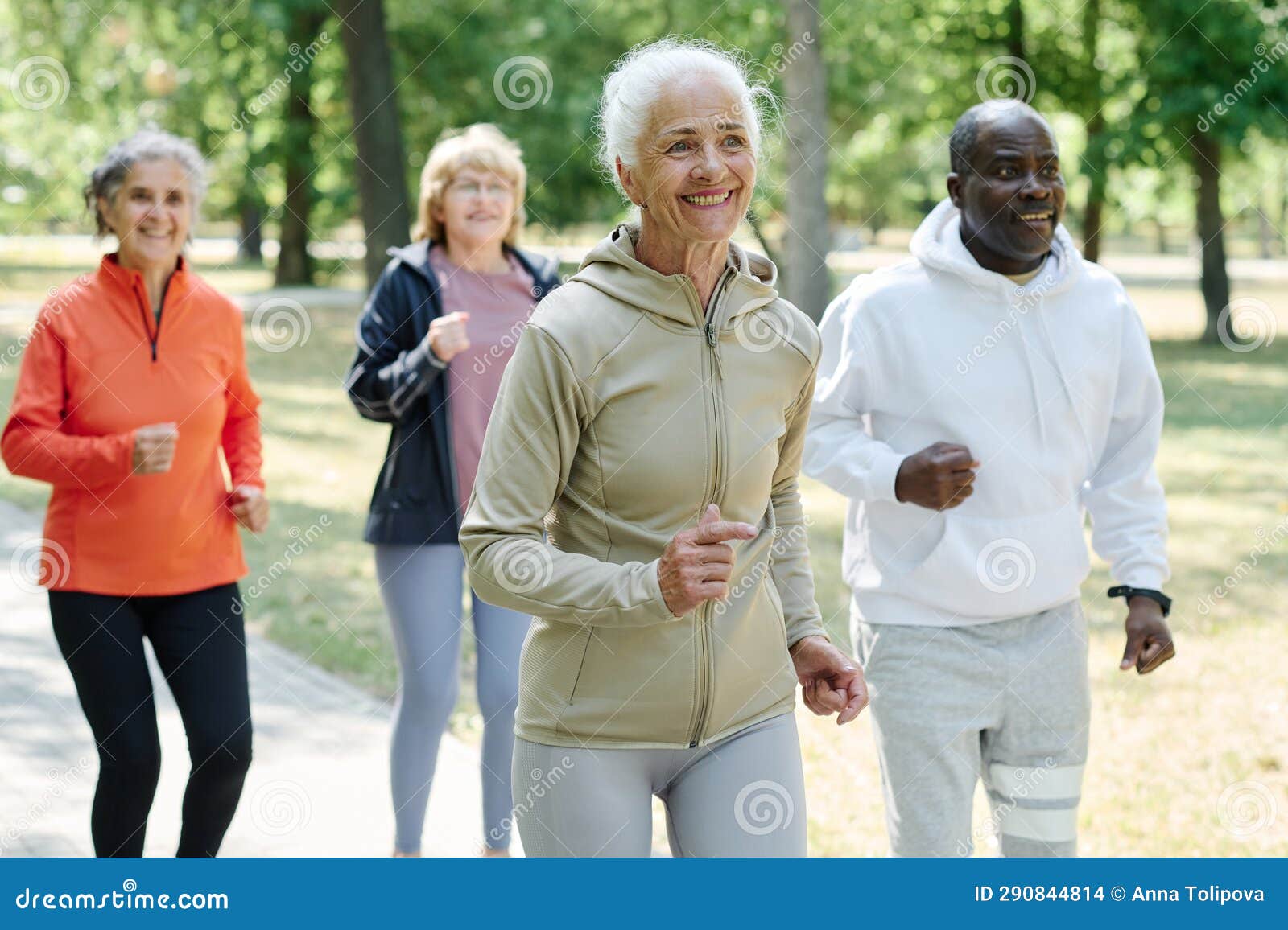Elderly People Running in the Park Stock Photo - Image of activity ...