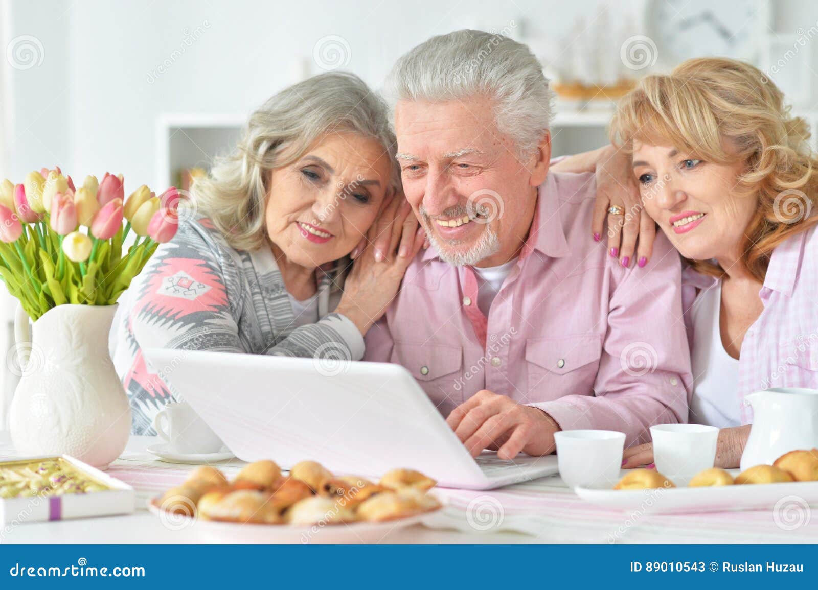 Elderly People Using a Laptop Stock Image - Image of adult, laptop ...