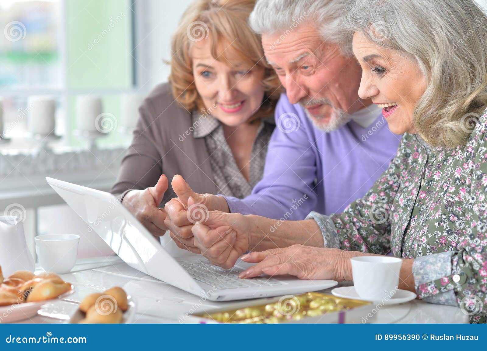 Elderly People Using a Laptop Stock Photo - Image of caucasian ...