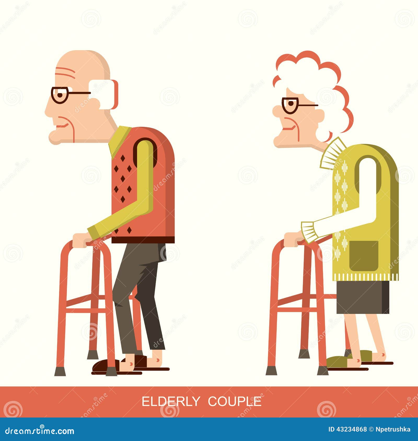 Elderly People with Walking Sticks Stock Vector - Illustration of ...