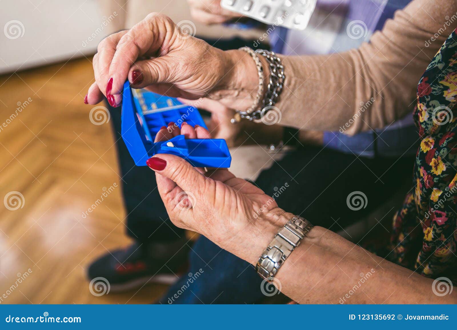Elderly Person Taking Medication Stock Photo - Image of husband, pill ...