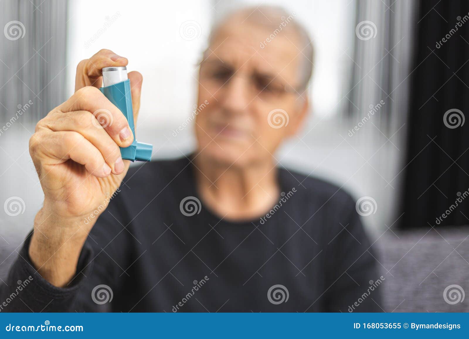 Elderly Person Using an Asthma Spray Stock Image - Image of asthma ...