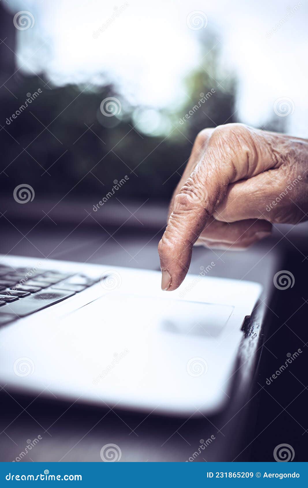 Elderly Persons Finger on Computer Keyboard Stock Image - Image of ...