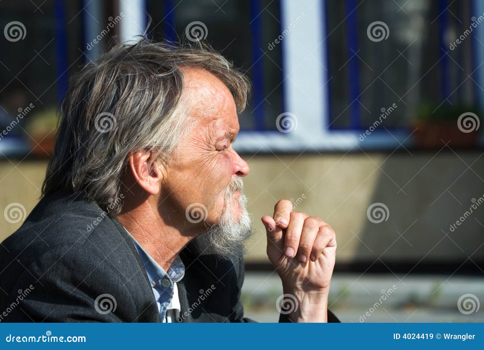 Elderly sad beggar. stock image. Image of poor, senior - 4024419