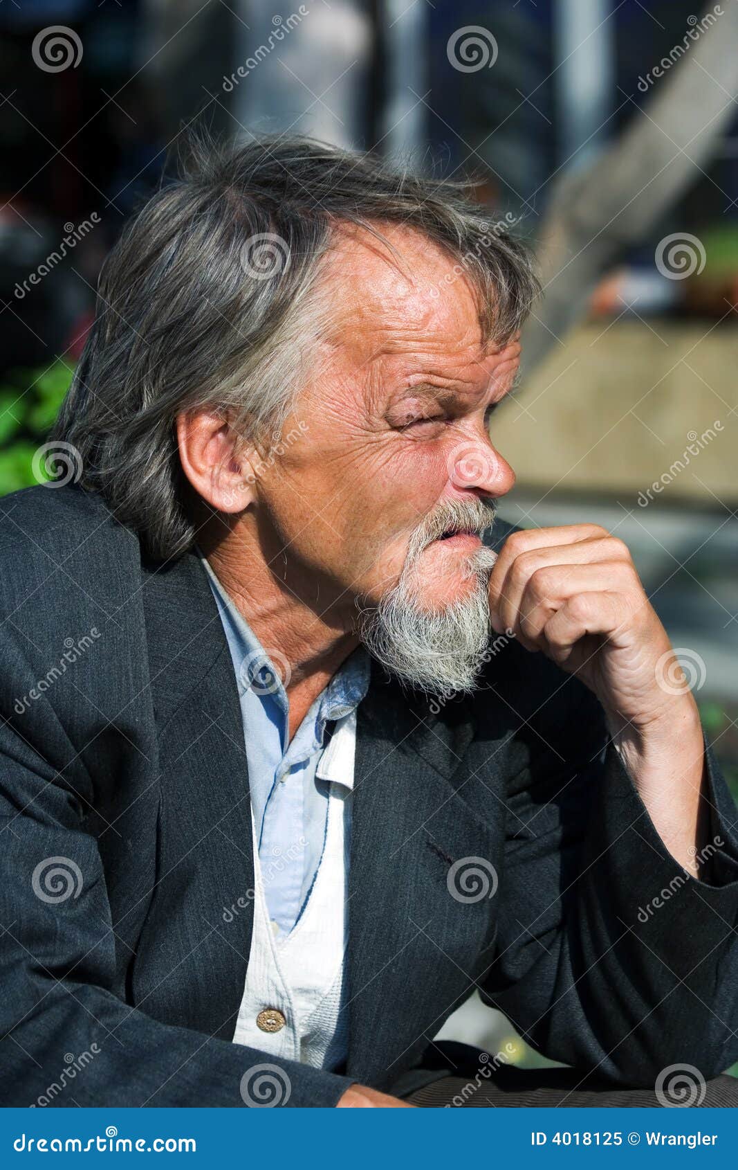 Elderly sad tramp. stock image. Image of sadness, face - 4018125