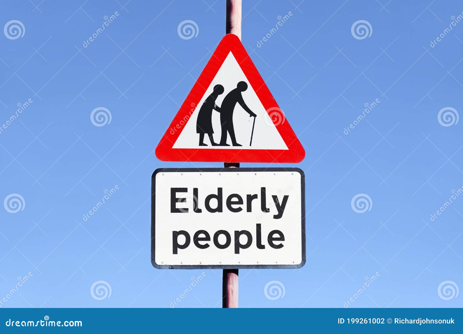 Elderly Senior People Sign Against Plain Background Stock Photo - Image ...