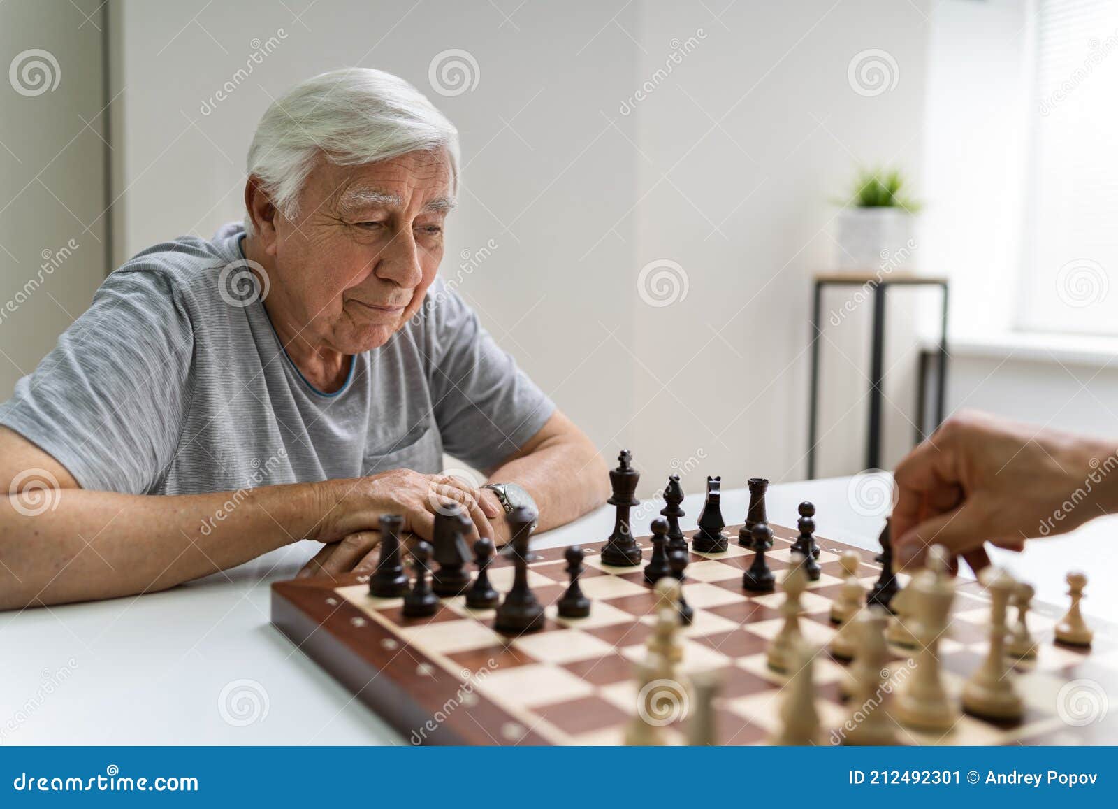 Elderly Senior Playing Chess Stock Image - Image of casual, adult ...