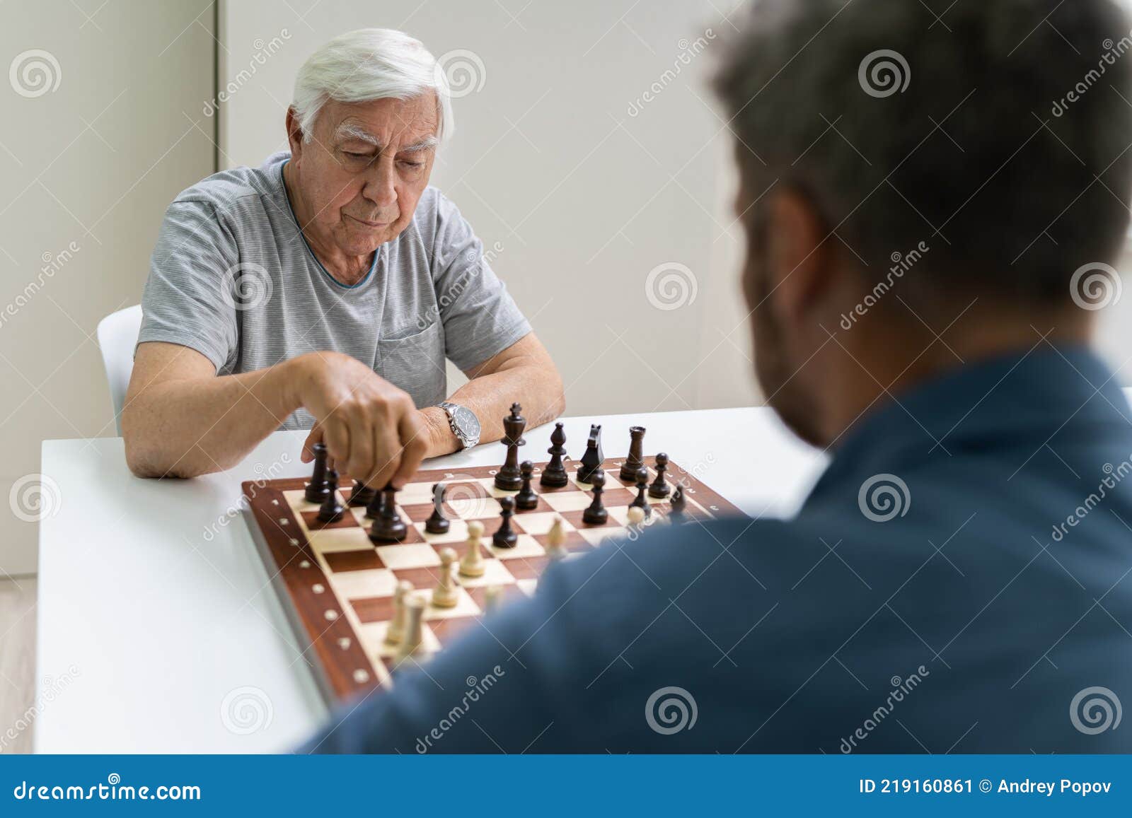 Elderly Senior Playing Chess Stock Image - Image of aged, older: 219160861