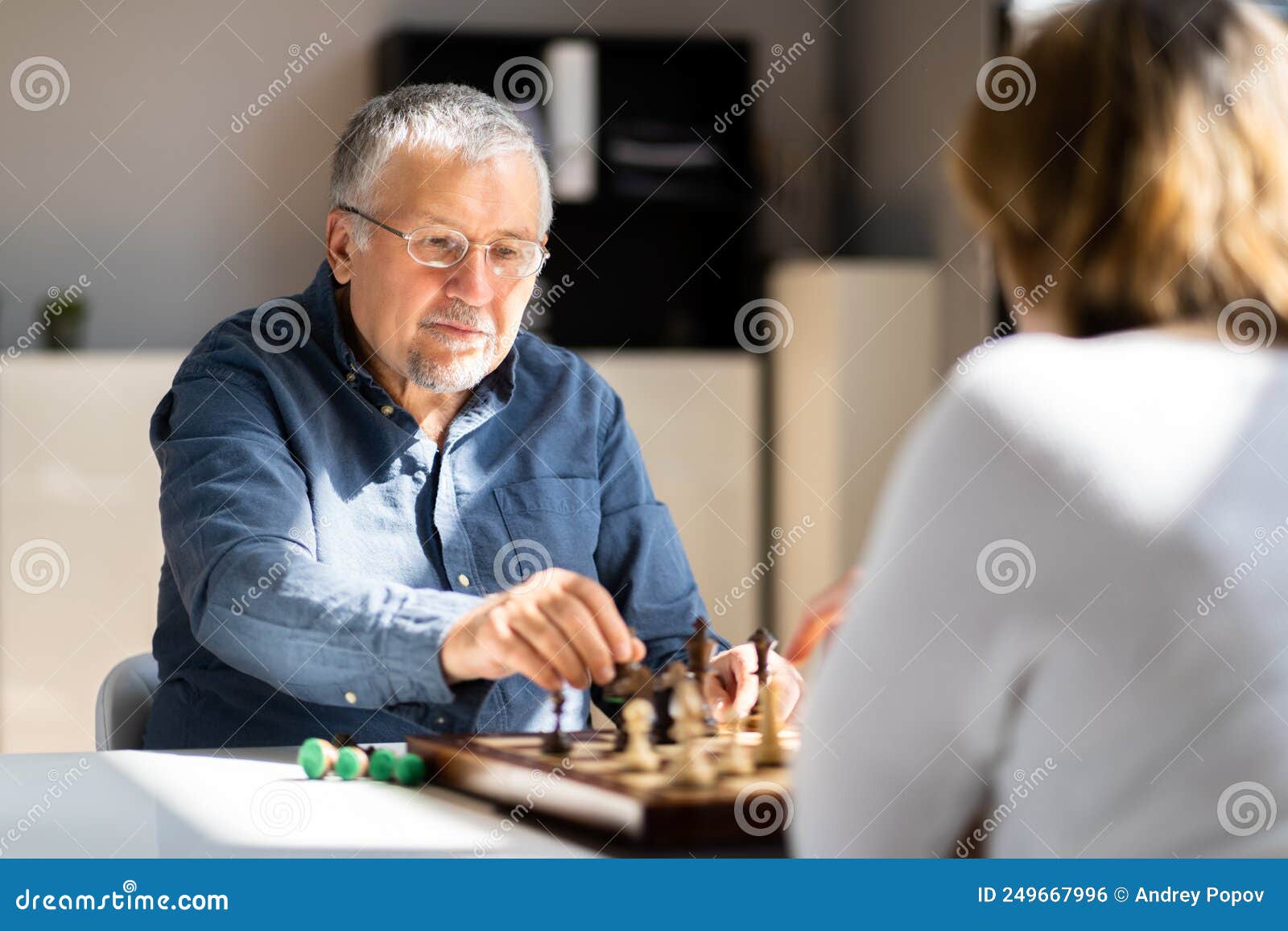 Elderly Senior Playing Chess Stock Photo - Image of play, elderly ...