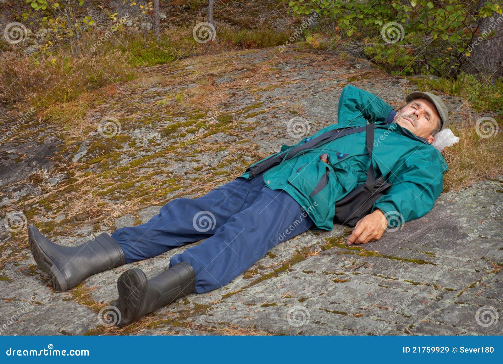 Elderly Tourist Resting on the Rock Stock Image - Image of observer ...