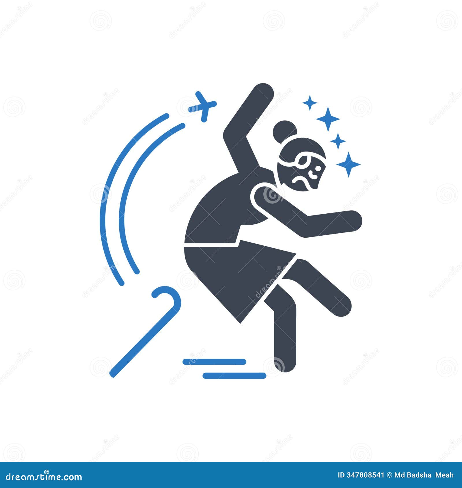 Elderly Tripping Over Icon stock vector. Illustration of elderly ...