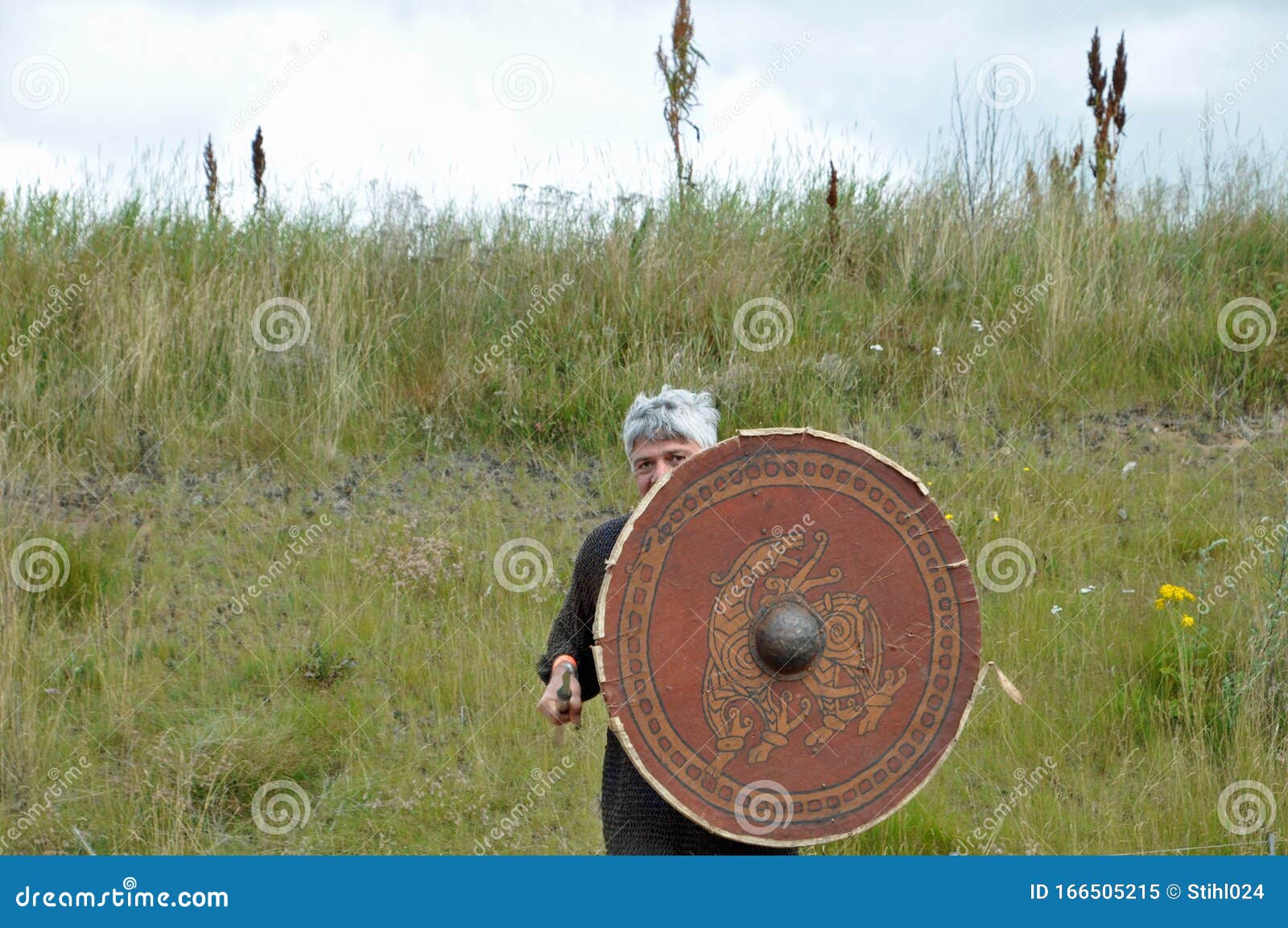 Viking Warrior with Spear and Shield on the Attack Editorial Image ...