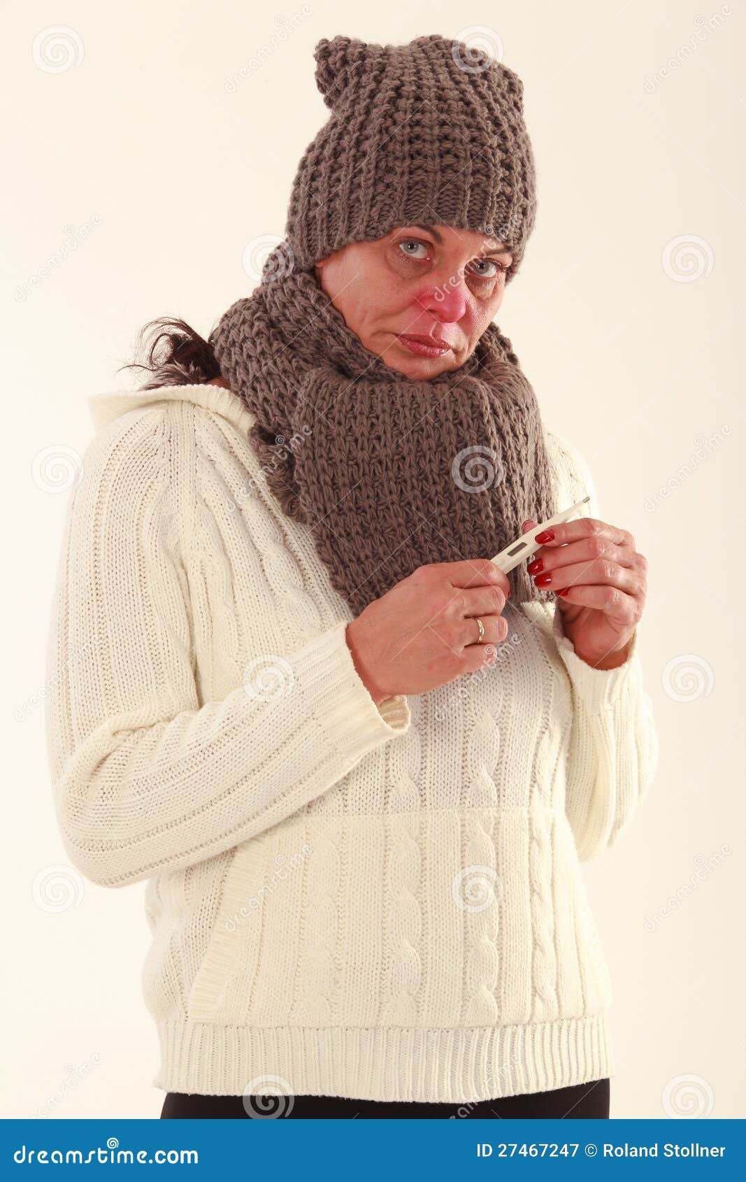Elderly woman with a cold stock image. Image of alone - 27467247