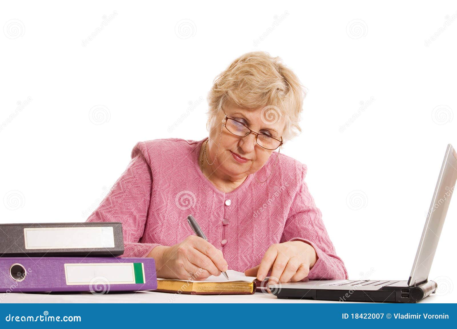 The Elderly Woman at the Computer Stock Image - Image of business, lady ...