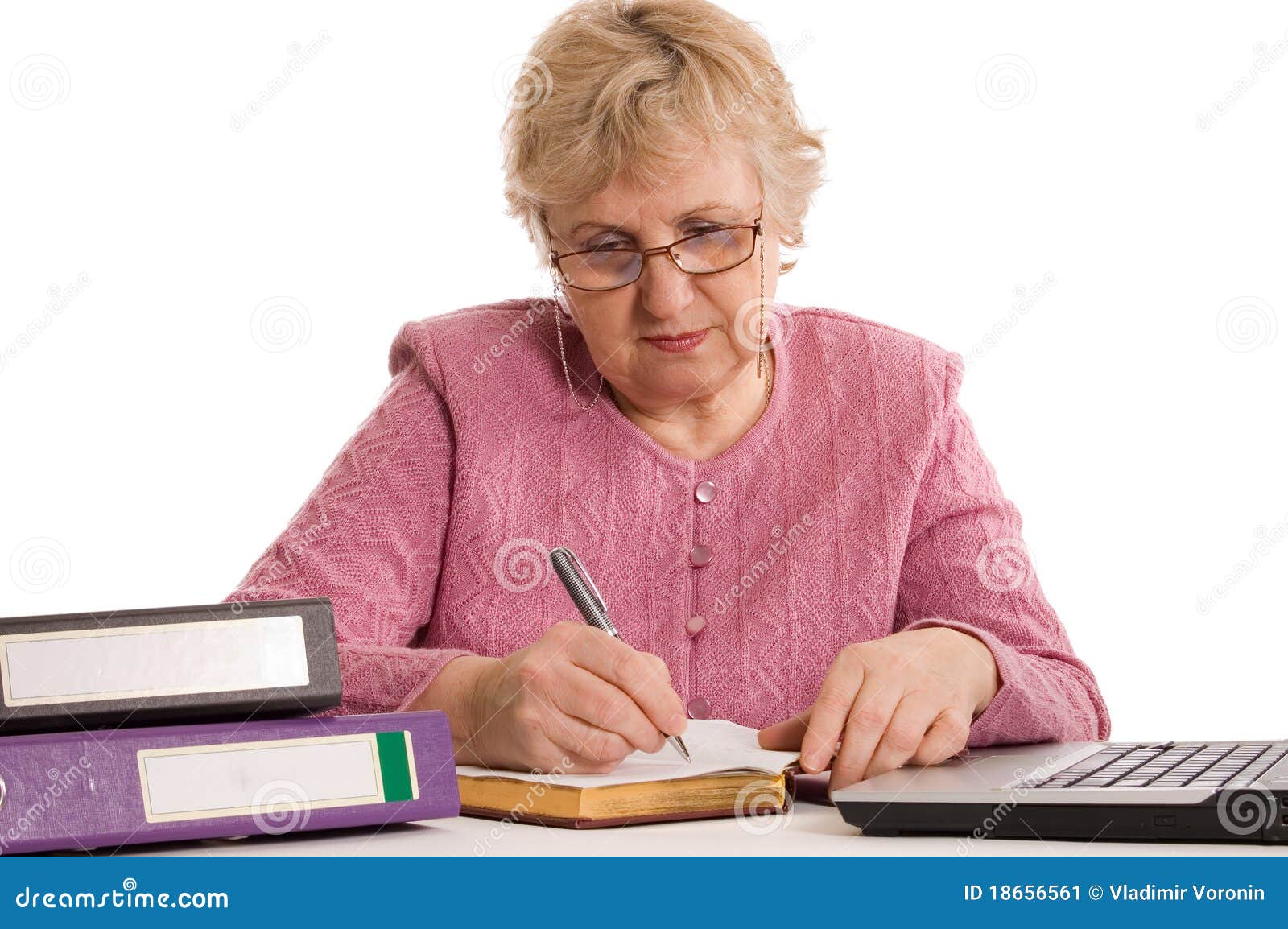 The Elderly Woman at the Computer Stock Image - Image of human ...