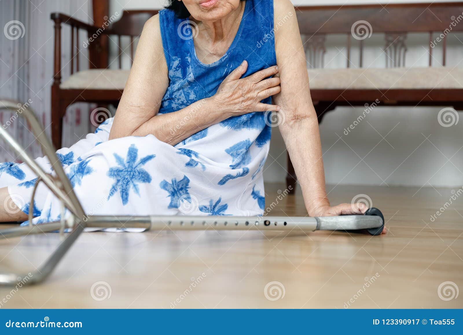 Elderly Woman Falling Down ,hearth Attack. Stock Image - Image of ...
