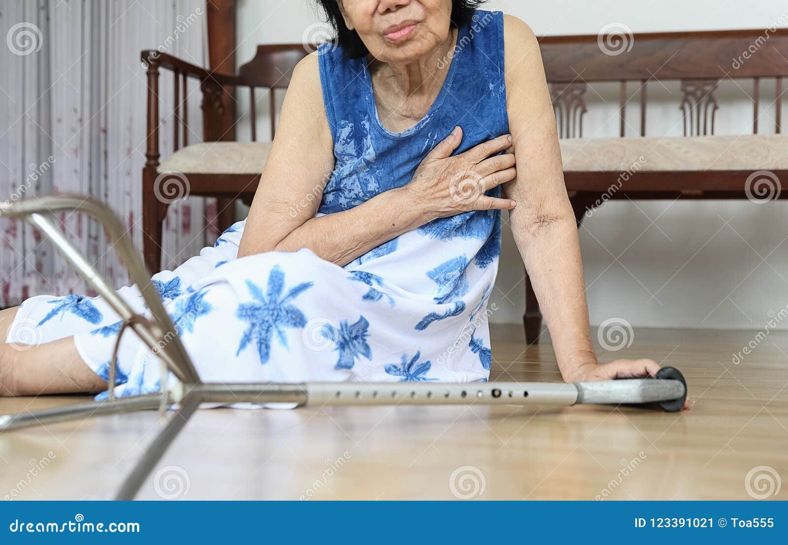 Elderly Woman Falling Down at Home ,hearth Attack. Stock Image - Image ...