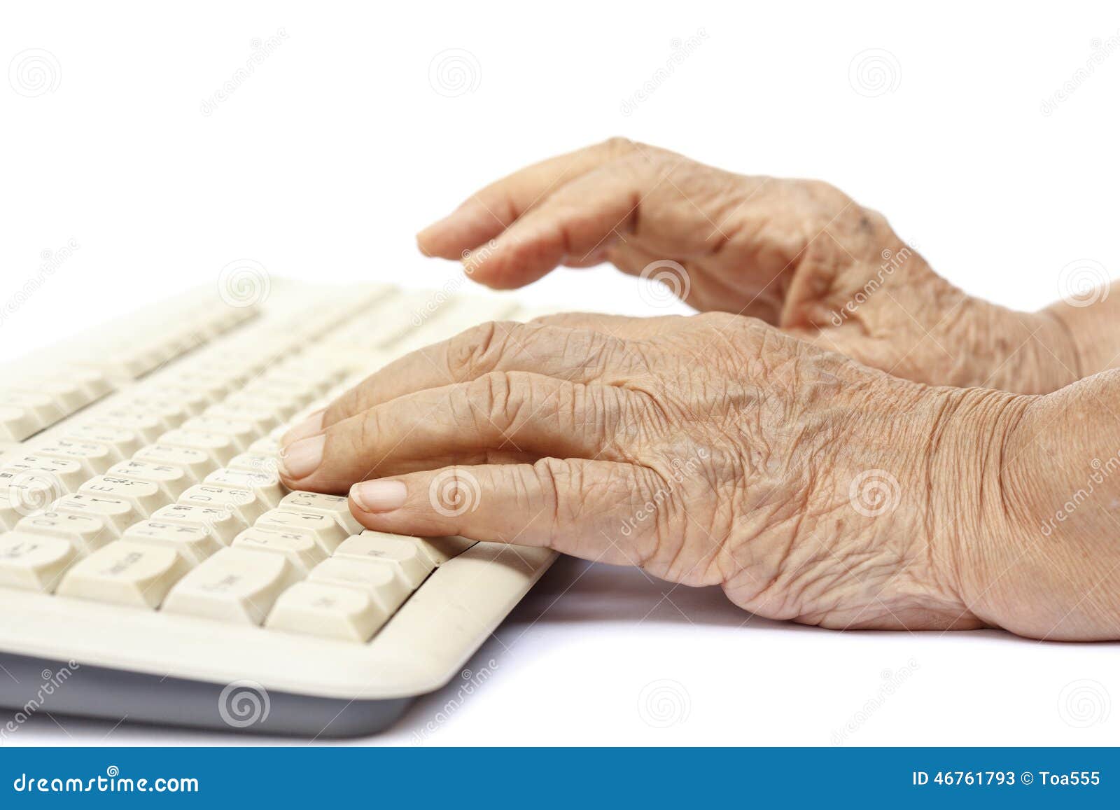 Elderly Woman Hands on Computer Keyboard Stock Image - Image of older ...