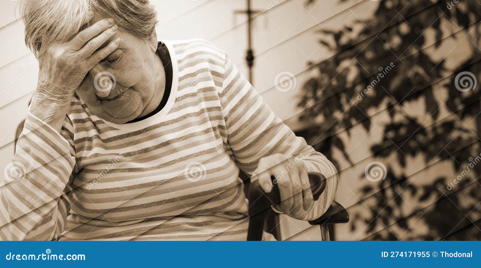 Elderly Woman Having Headache, Geometric Pattern Stock Image - Image of ...