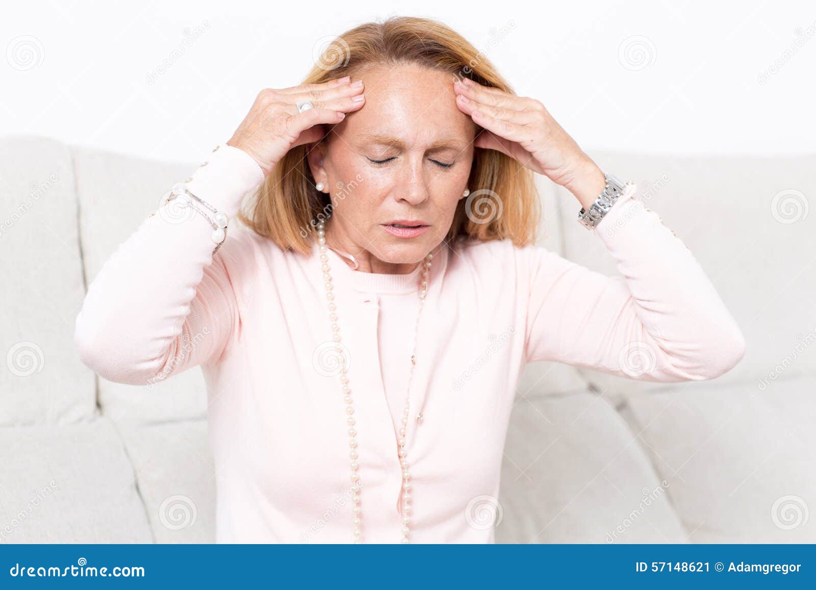 Elderly Woman with Headache Stock Image - Image of lady, elderly: 57148621